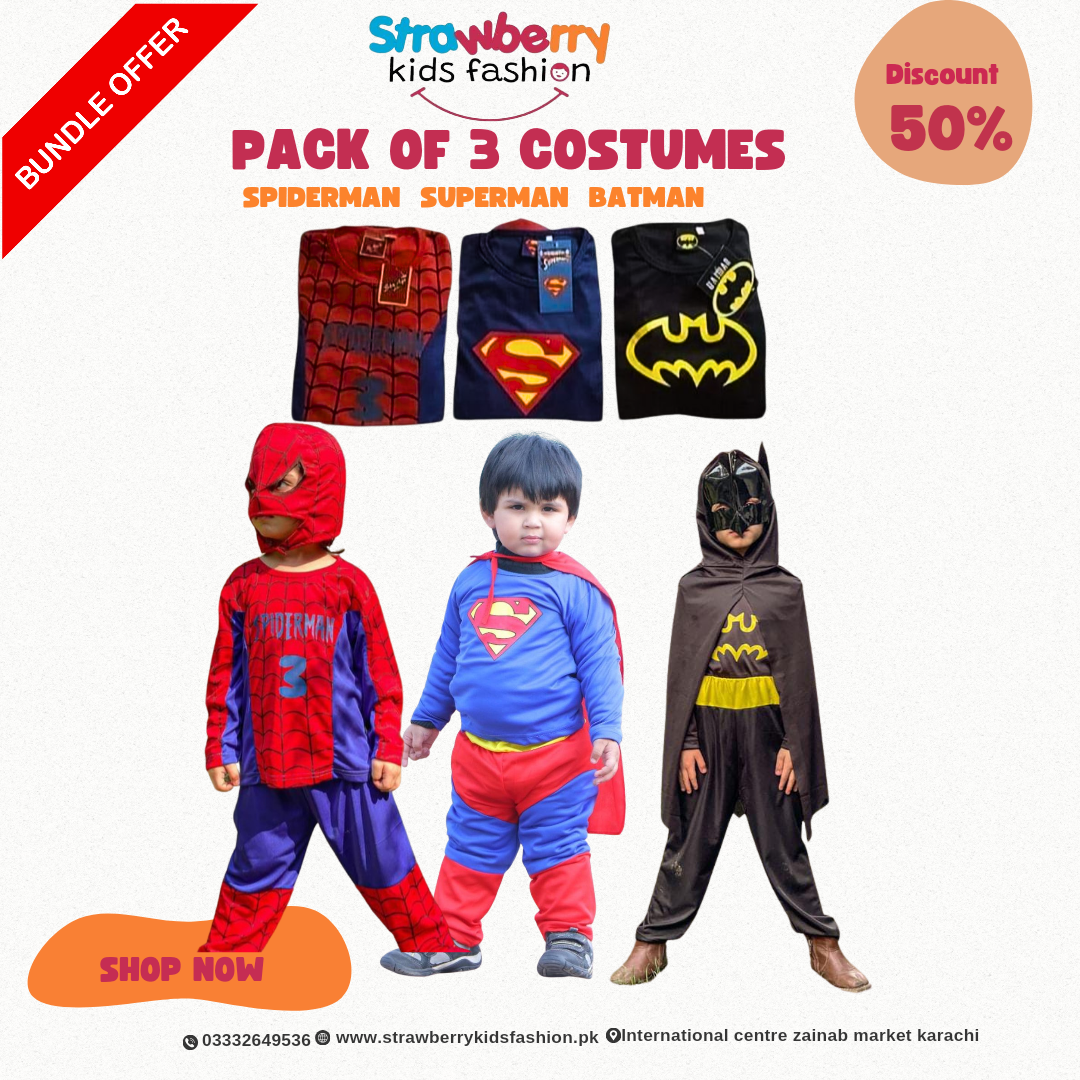 Deal Package Of 3 Superheroes Costumes For Kids – Strawberry Kids Fashion